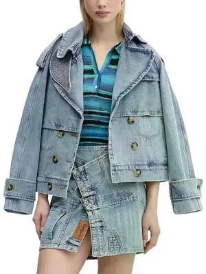 DESIGUAL Embellished Double-Breasted Denim Jacket