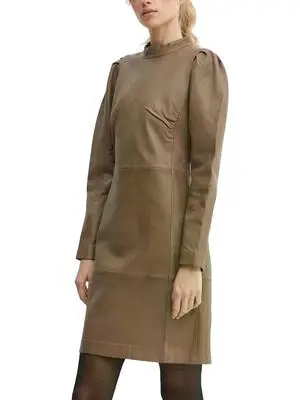 BRUUNS BAZAAR Puff-Sleeve Leather Dress