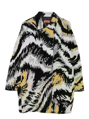 Missoni Abstract-pattern Double-breasted Coat - Black