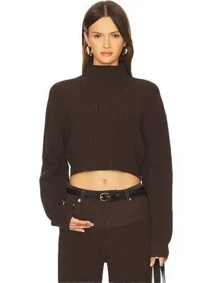 SEROYA Carmen Mid Cropped Sweater - Brown