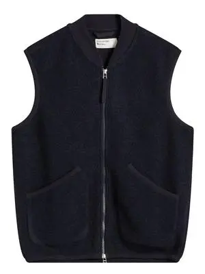 Universal Works Wool Fleece Zip Waistcoat - Navy