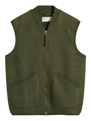 Universal Works Wool Fleece Zip Waistcoat - Olive