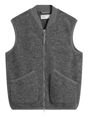 Universal Works Wool Fleece Zip Waistcoat - Grey Marl