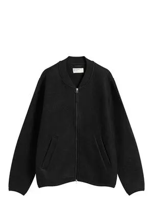 Universal Works Wool Fleece Zip Bomber Jacket - Black