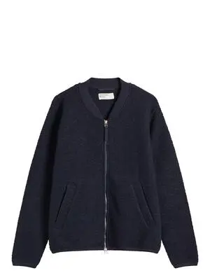 Universal Works Wool Fleece Zip Bomber Jacket - Navy