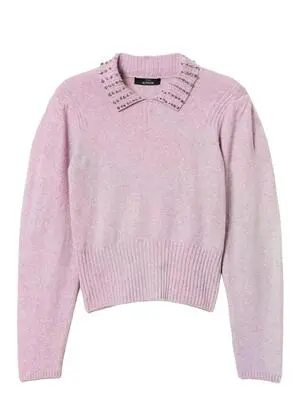 TWINSET Embellished Polo-collar Sweater - Pink