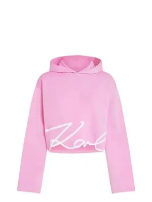 Karl Lagerfeld Signature-hem Hooded Sweater - Pink