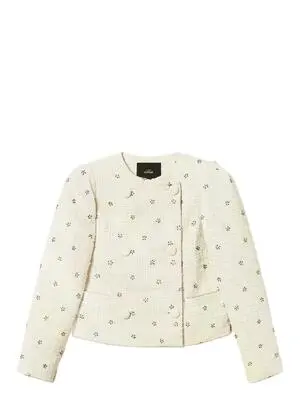 TWINSET Bouclé-texture Embellished Jacket - White