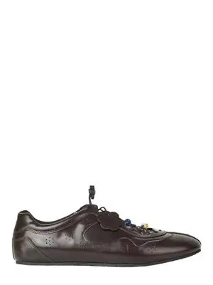 Cecilie Bahnsen Blaise Beaded Leather Sneakers Brown