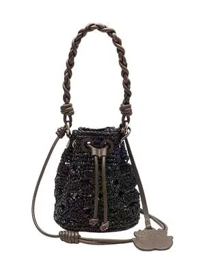 ISLA Braided-handle Crochet Mini Bag - Black