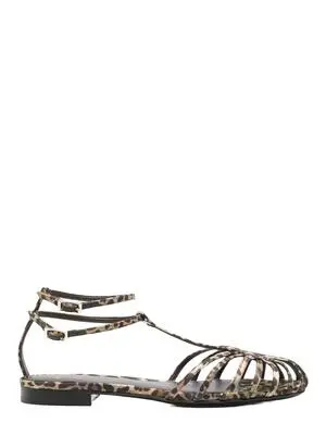 ALEVI MILANO Leopard-Print Caged Sandals