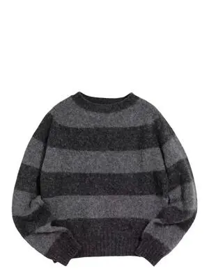 You Must Create Striped Sweater - Grey