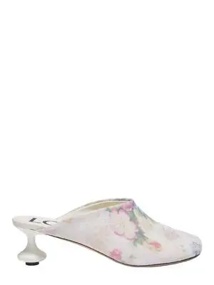 Loewe 45mm Floral Print Leather Mules - White