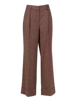 Lorena Antoniazzi Pleated Herringbone Trousers - Brown