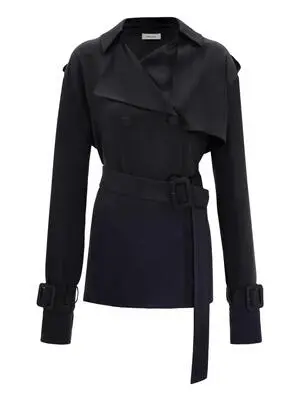 SALVATORE FERRAGAMO Satin Double-Breasted Trench Coat