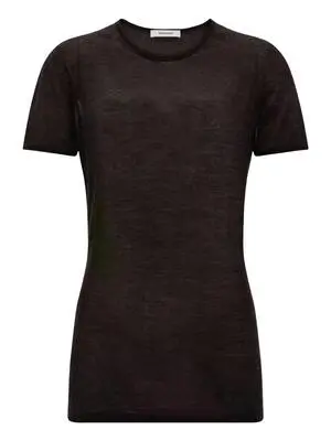 FERRAGAMO Crew-neck Knitted T-shirt - Brown