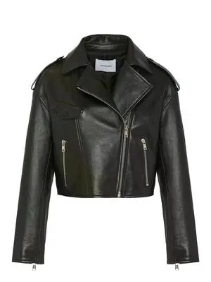 YVES SALOMON Lambskin Biker Jacket - Black