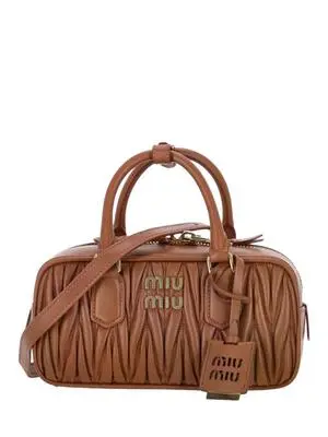 Miu Miu Arcadie Matelassé Nappa Leather Bag - Brown