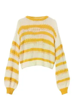TWINSET Striped Balloon-sleeve Sweater - White