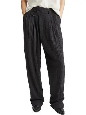 R13 Triple Pleat Crossover Trousers - Charcoal