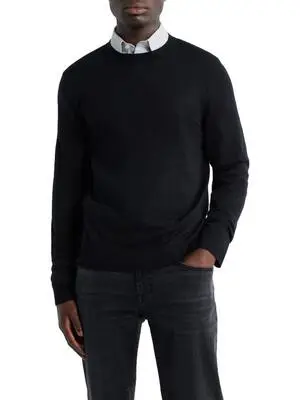 Nordstrom Italian Merino Wool Crewneck Sweater - Black Caviar