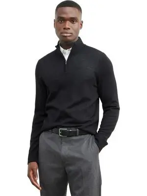 Nordstrom Merino Wool Quarter Zip Sweater - Black Caviar