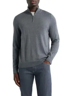 Nordstrom Merino Wool Quarter Zip Sweater - Grey Turbulence Heather
