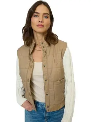 Central Park West Brady Quilted Mixed Media Jacket - Oat