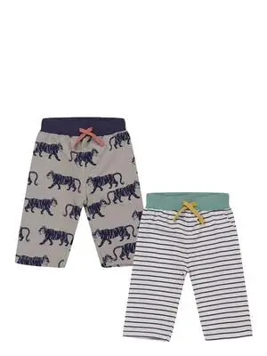 LILLY + SID Organic Cotton Tiger And Stripe Shorts 2-pack - Multi