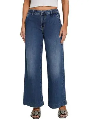 Guess Zoya Crop Wide-leg Jeans - Blue
