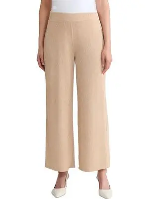 KASPER Wide Leg Ankle Length Textured Knit Pants