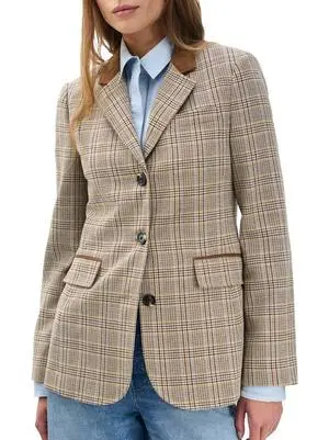 Rag & Bone Evia Plaid Wool-blend Blazer - Tan Multi
