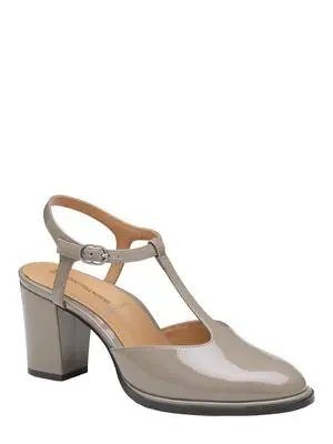 Johnston & Murphy Patent Leather T-strap Pumps - Taupe Patent Leather