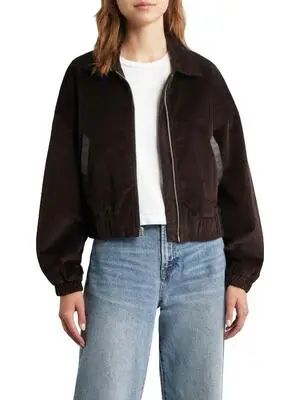 Rag & Bone Lara Cotton Blend Corduroy Bomber Jacket - Dark Brown