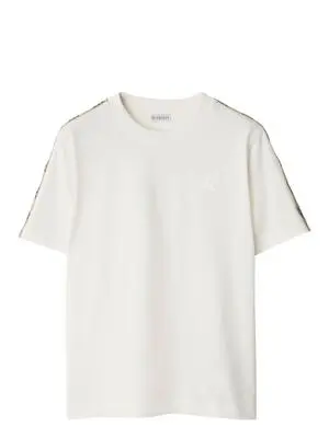Burberry Cotton T-shirt With Stripe Trim - Ivory