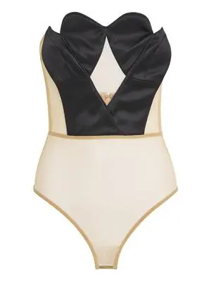 NENSI DOJAKA Satin Heart Cup Bodysuit - Black