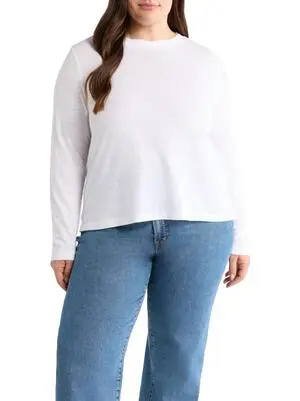Caslon Twist Crewneck Long Sleeve T-shirt - White