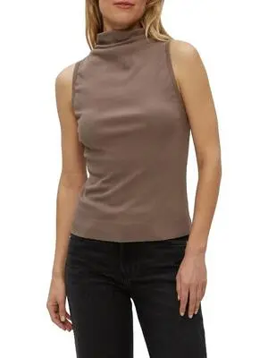 Michael Stars Chiara Mock Neck Rib Tank - Cobblestone