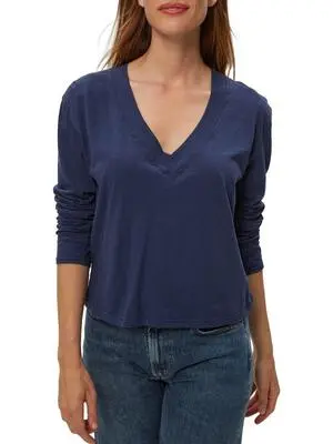 Michael Stars Brea V-Neck Supima Cotton Top Nocturnal