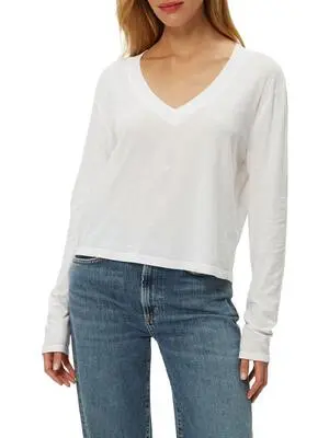 Michael Stars Brea V-neck Supima Cotton Top - White