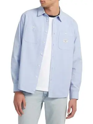 GUESS Regular Fit Patch Pockets Poplin Button-up Shirt