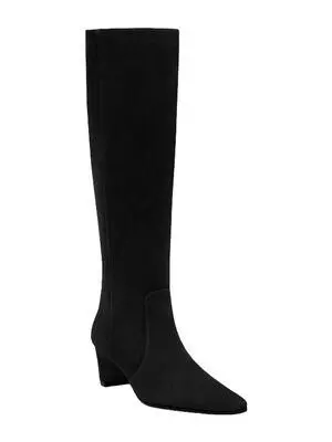 STUART WEITZMAN Stassi 50 Leather Boots - Black Suede