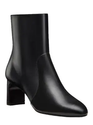 STUART WEITZMAN Babette 60 Leather Bootie - Black Smooth Calf