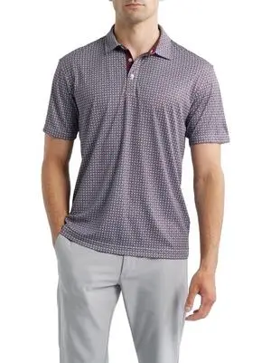 SWANNIES Rae Geo Print Performance Golf Polo - Maroon