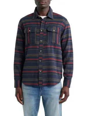 DARK SEAS Briarcreek Stripe Flannel Button-up Shirt - Navy