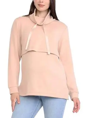Motherhood Maternity Funnel Neck Pullover Nursing Sweatshirt - Moonlight