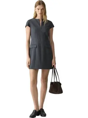Theory Zip-front Mini Dress - Charcoal Melange