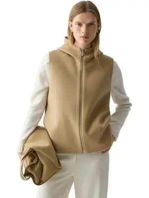 Theory Hooded Vest In Double-face Wool-cashmere - New Camel