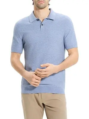 Theory Soris Sweater Polo Light Blue Lake Melange