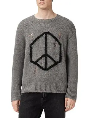 ALLSAINTS Message Crew Sweater Gunmetal Grey